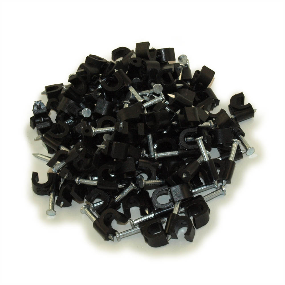 My Cable Mart - 100 Pack Nail-in Cable Clip for Coax RG59 or RG6, Black